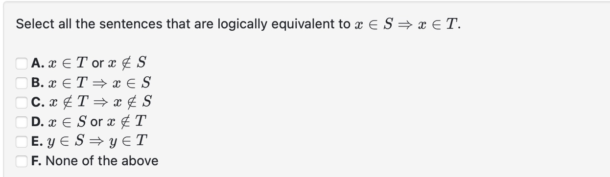 Solved Select all the sentences that are logically | Chegg.com