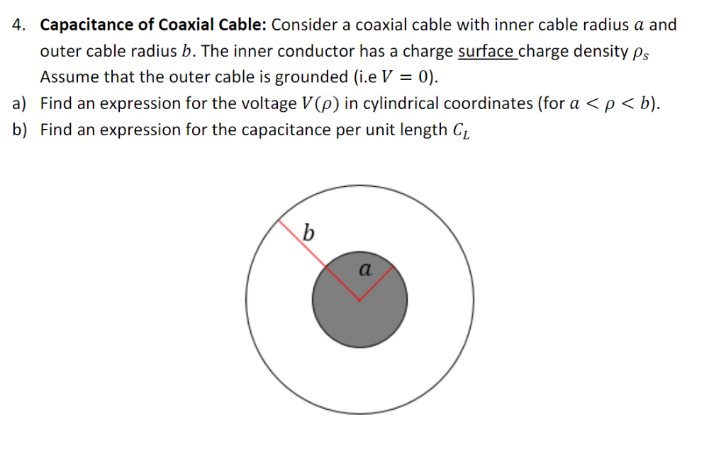 Solved Capacitance of Coaxial Cable: Consider a coaxial | Chegg.com