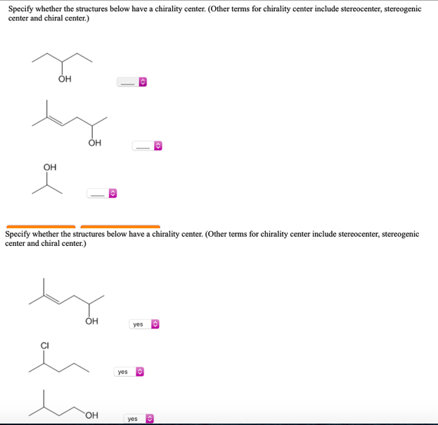 Solved Specify whether the structures below have a chirality | Chegg.com