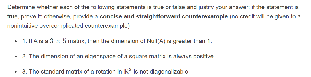 Solved Determine whether each of the following statements is | Chegg.com