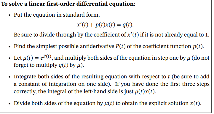 Solved To solve a linear first-order differential equation: | Chegg.com