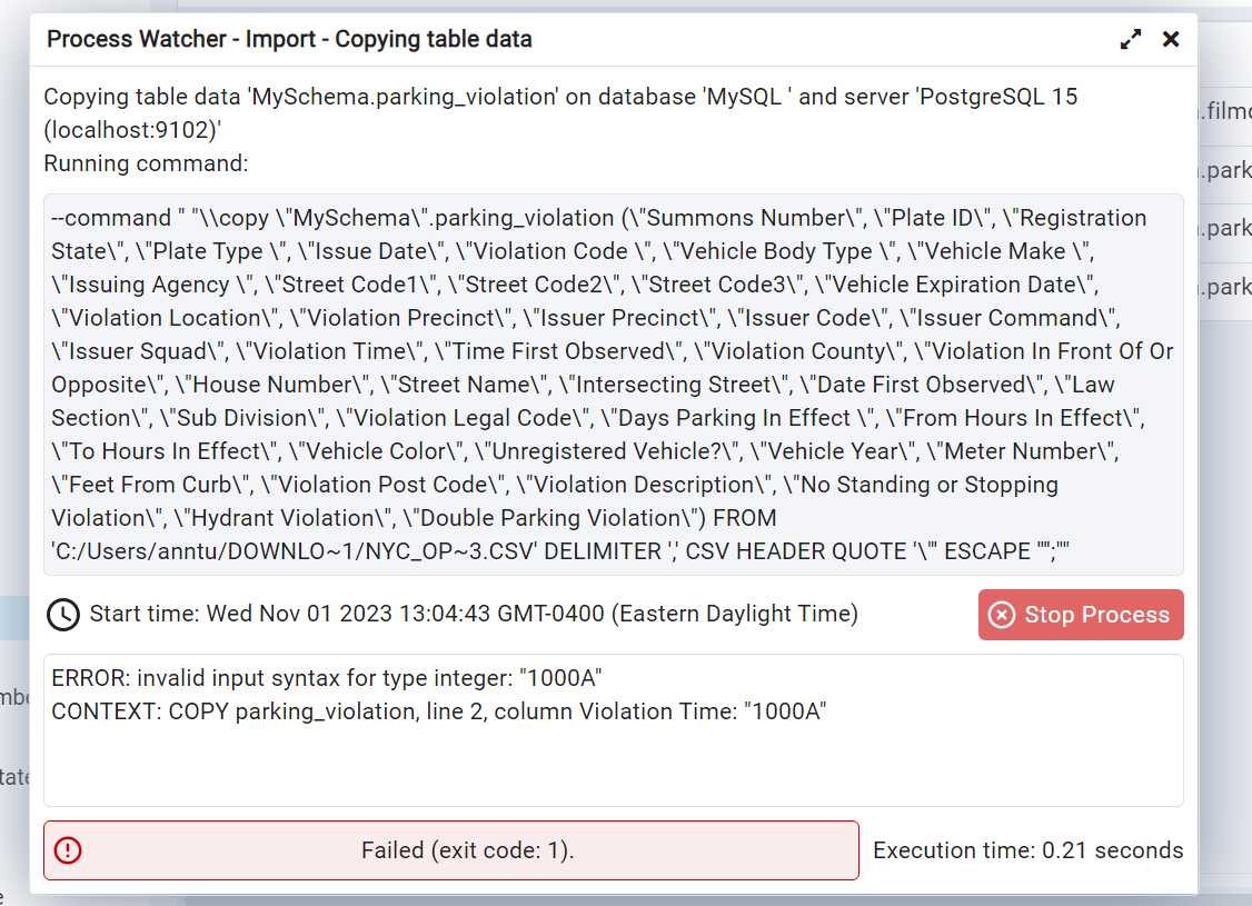 Solved I Tried To Import A Csv File Into Postgresql But I