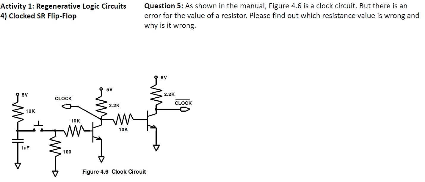 Activity 1: Regenerative Logic Circuits 4) Clocked SR | Chegg.com