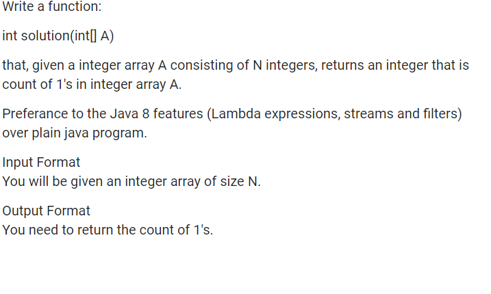 Solved Write a function: int solution (int[] A) that, given | Chegg.com