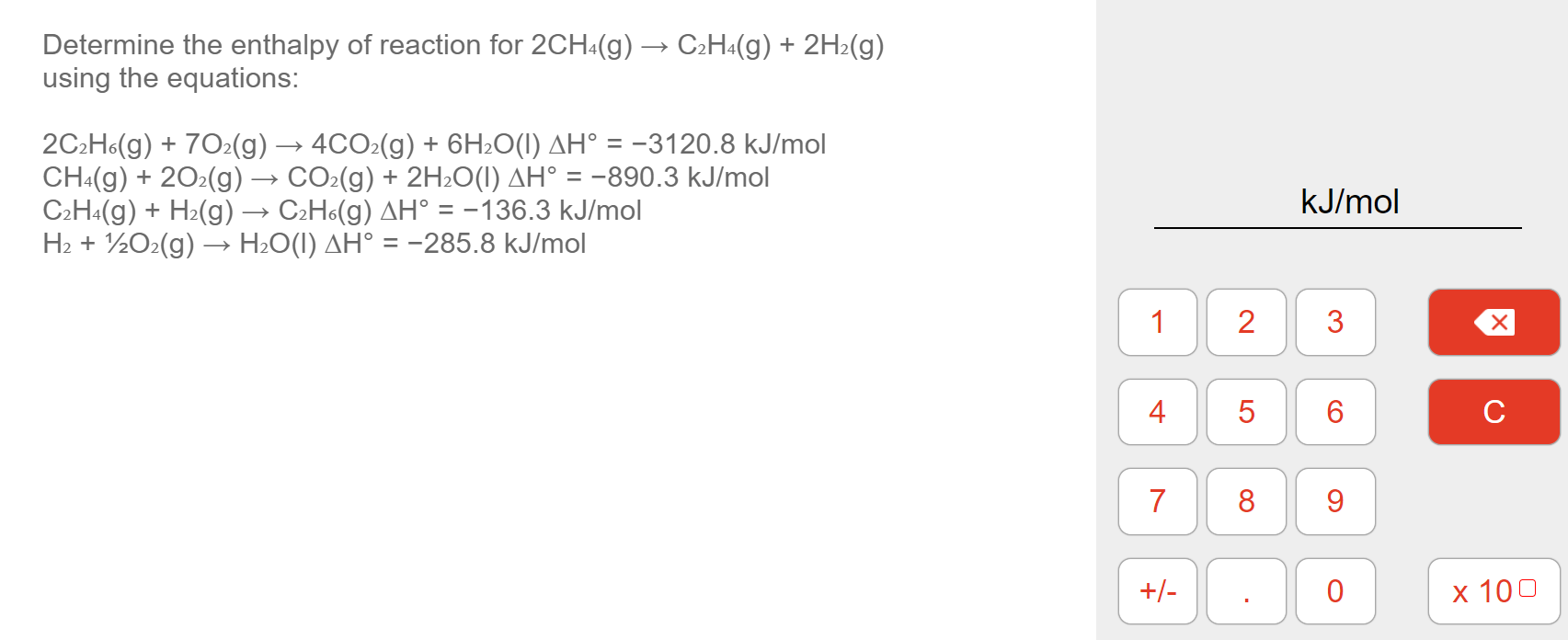 Solved Determine the enthalpy of reaction for 2CH4(g) → | Chegg.com