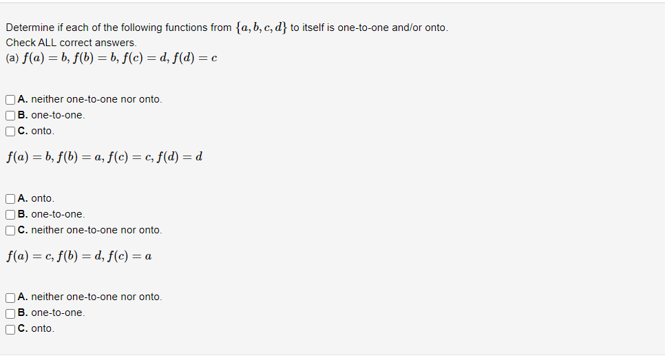 Solved Determine if each of the following functions from | Chegg.com
