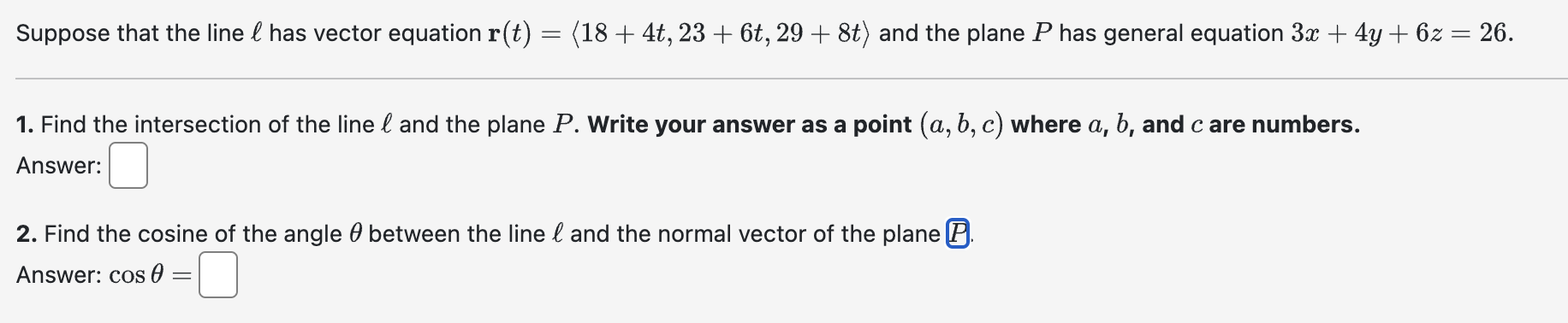 Solved Suppose that the line l ﻿has vector equation | Chegg.com