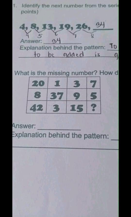 Solved 1. Identify the next number from the seria points) 8. | Chegg.com