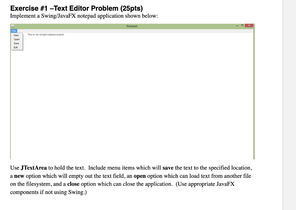 Solved Exercise \#1-Text Editor Problem (25pts) Implement a | Chegg.com