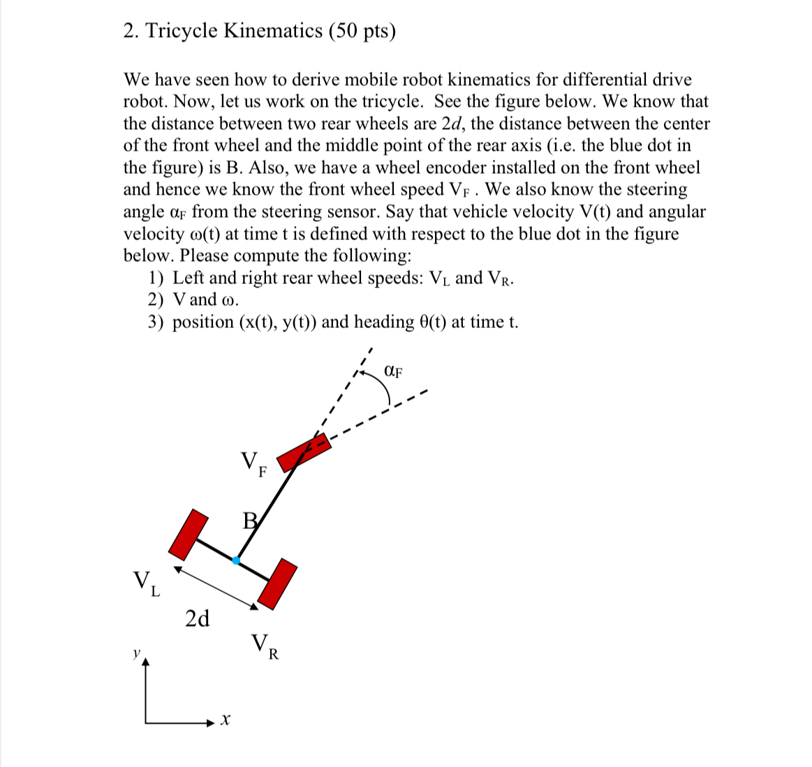 Solved Tricycle Kinematics (50 pts)We ﻿have seen how to | Chegg.com