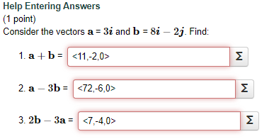 Solved Help Entering Answers (1 point) Consider the vectors | Chegg.com