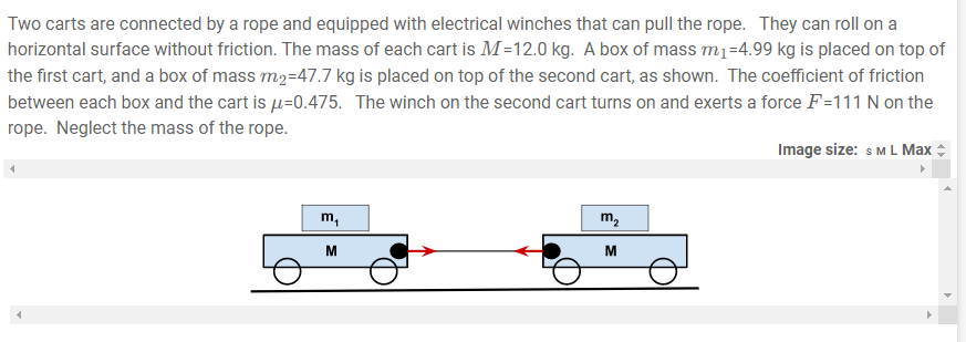 Solved Two carts are connected by a rope and equipped with | Chegg.com