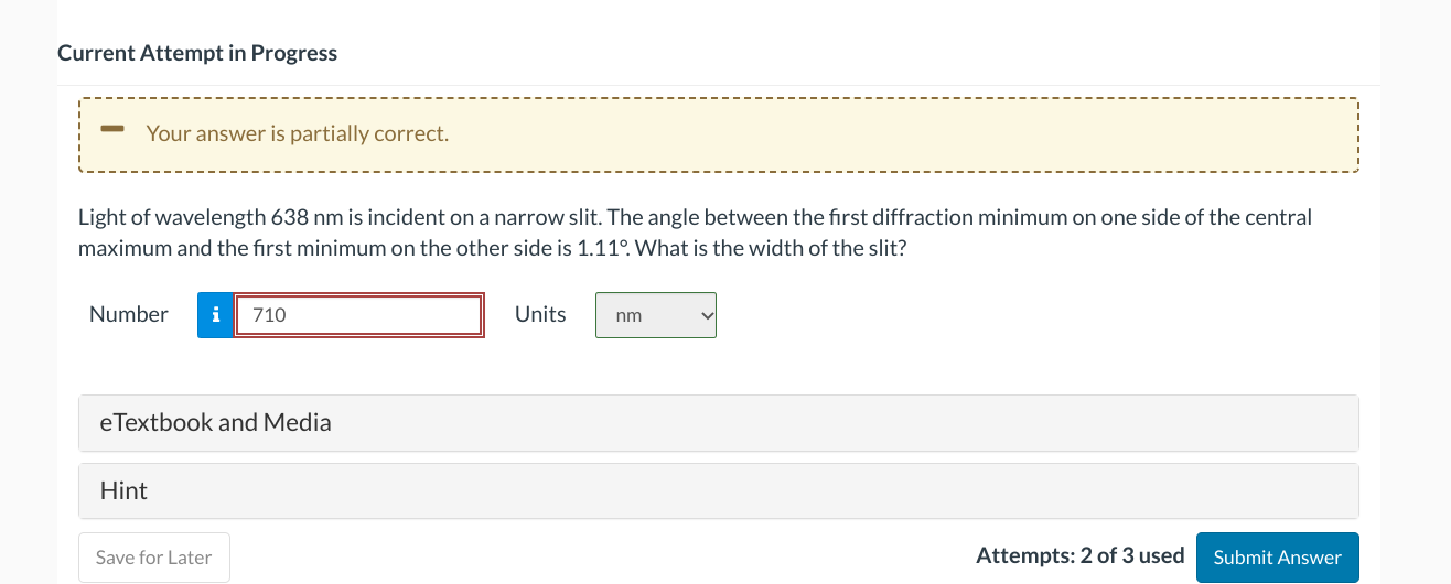 Solved Light of wavelength 638 nm is incident on a narrow | Chegg.com