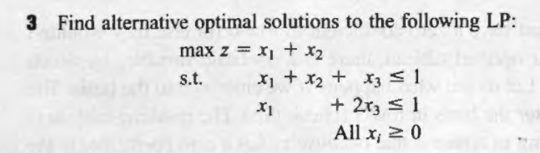 Solved 3 Find alternative optimal solutions to the following | Chegg.com