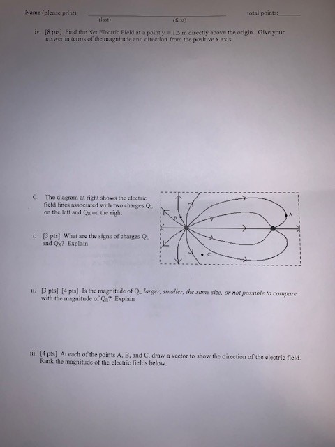 Solved Name (please print): total points (last) B. Two point | Chegg.com