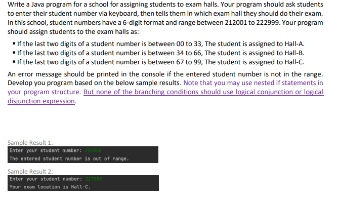 Solved Write a Java program for a school for assigning | Chegg.com