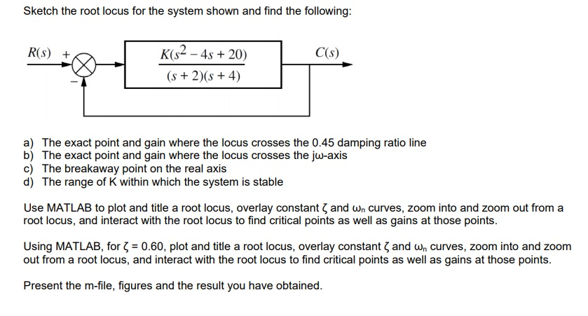 Sketch the root locus for the system shown and find | Chegg.com