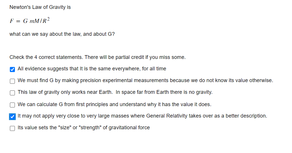 Solved Newton's Law of Gravity is F=GmM/R2 what can we say | Chegg.com