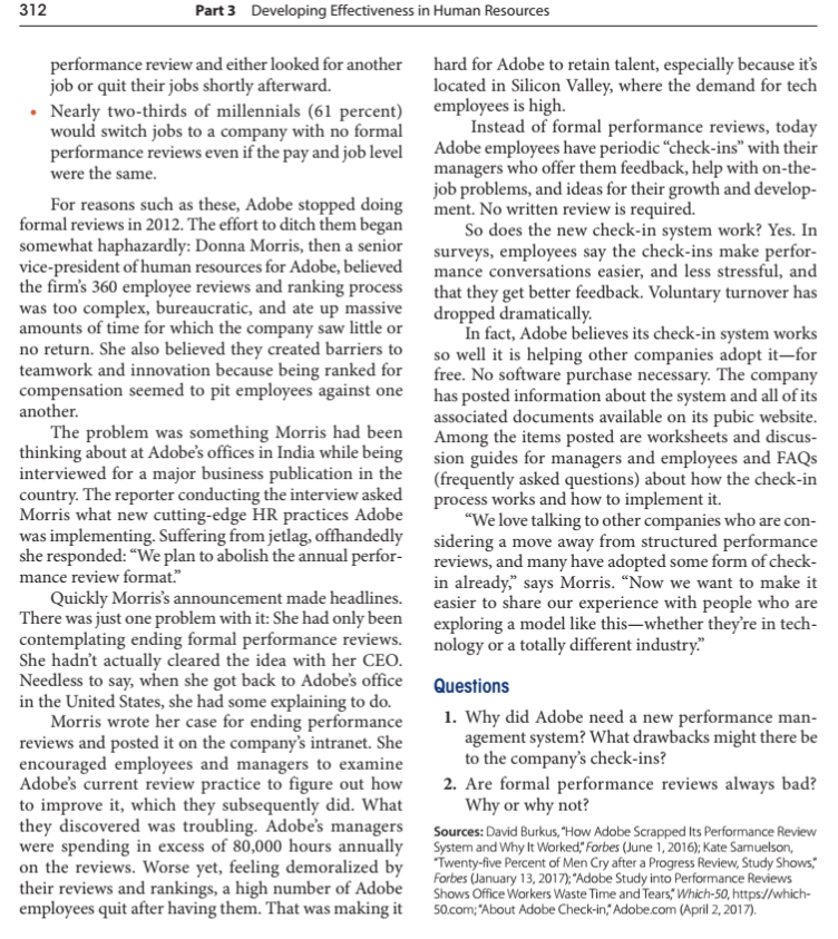 Solved CASE STUDY 1 Adobe Ditches Formal Performance | Chegg.com