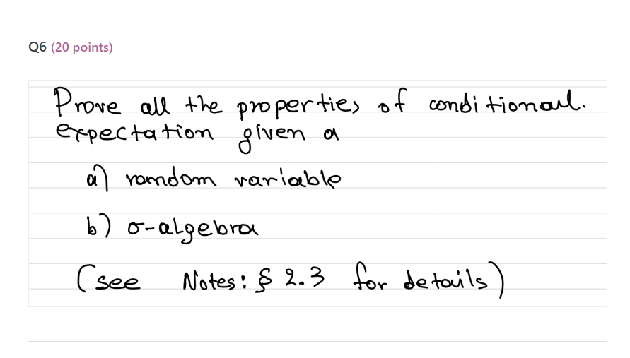 Solved Prove all the properties of conditional. expectation | Chegg.com