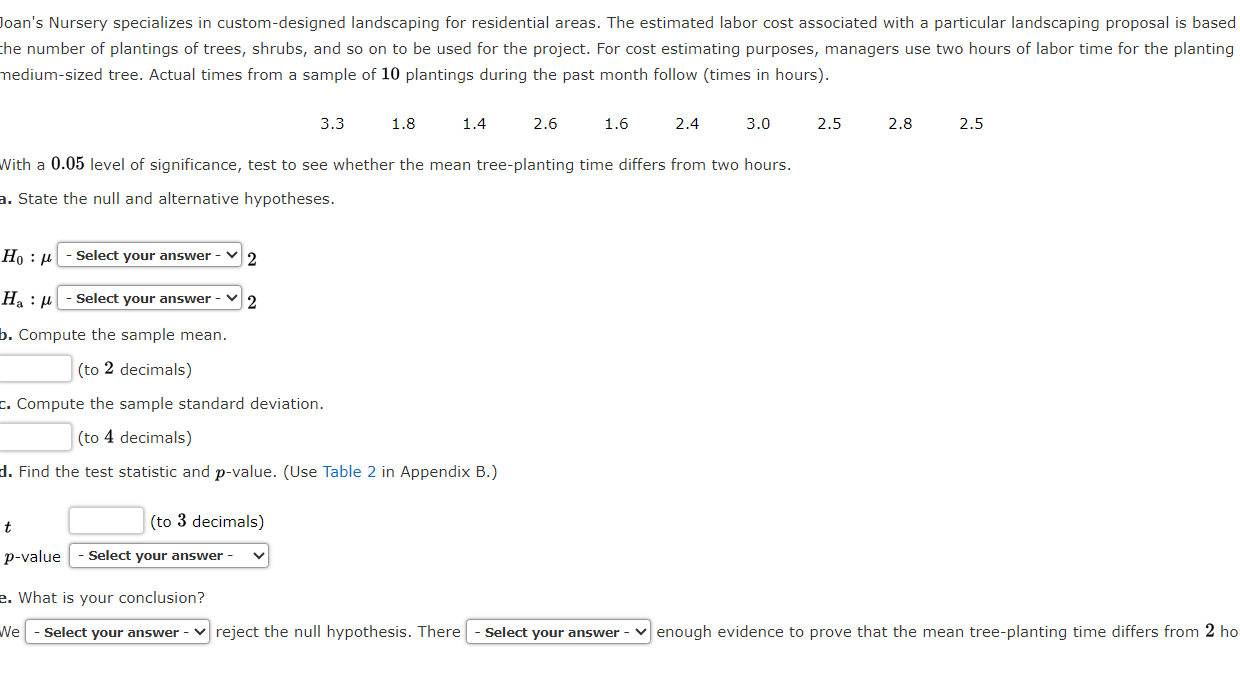 Solved oan's Nursery specializes in custom-designed | Chegg.com