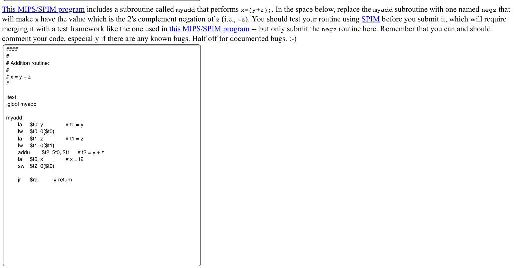 This MIPS/SPIM program includes a subroutine called | Chegg.com