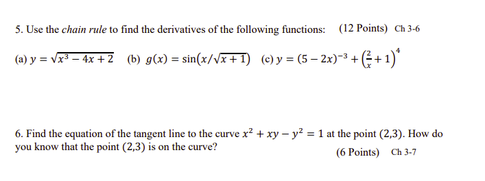 Solved 5. Use the chain rule to find the derivatives of the | Chegg.com