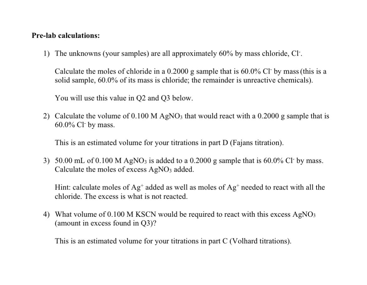 Solved e-lab calculations: 1) The unknowns (your samples) | Chegg.com