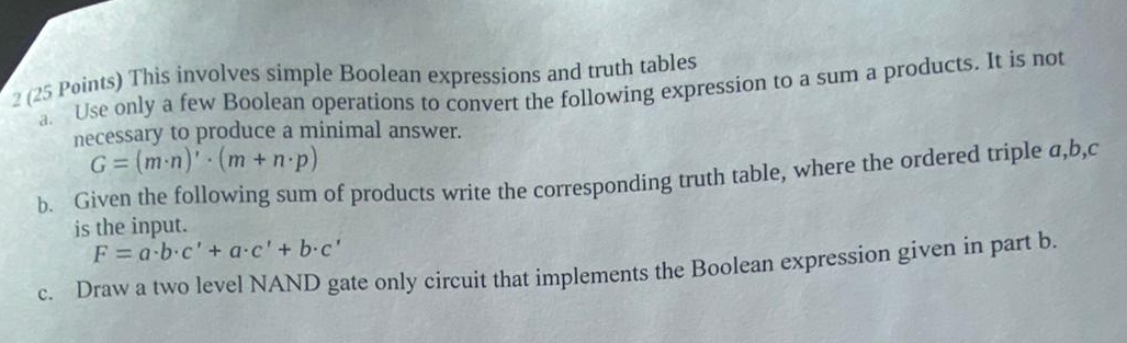 Solved 2 25 Points This Involves Simple Boolean 