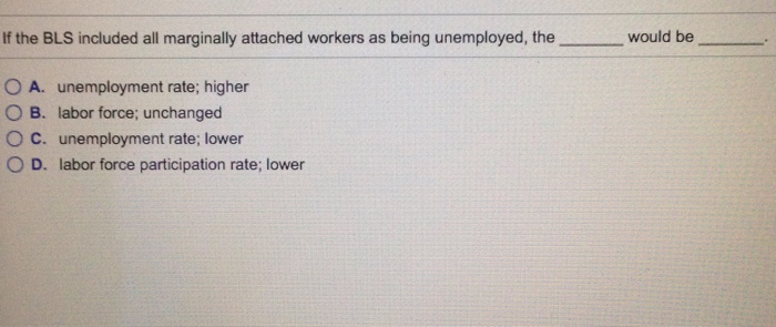 Solved If the BLS included all marginally attached workers | Chegg.com