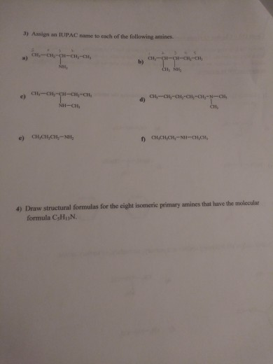 Solved 3) Assign an IUPAC name to each of the following | Chegg.com
