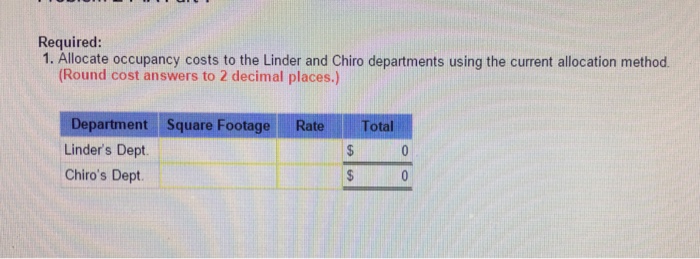 Solved Problem 24-1A Allocation of building occupancy costs | Chegg.com