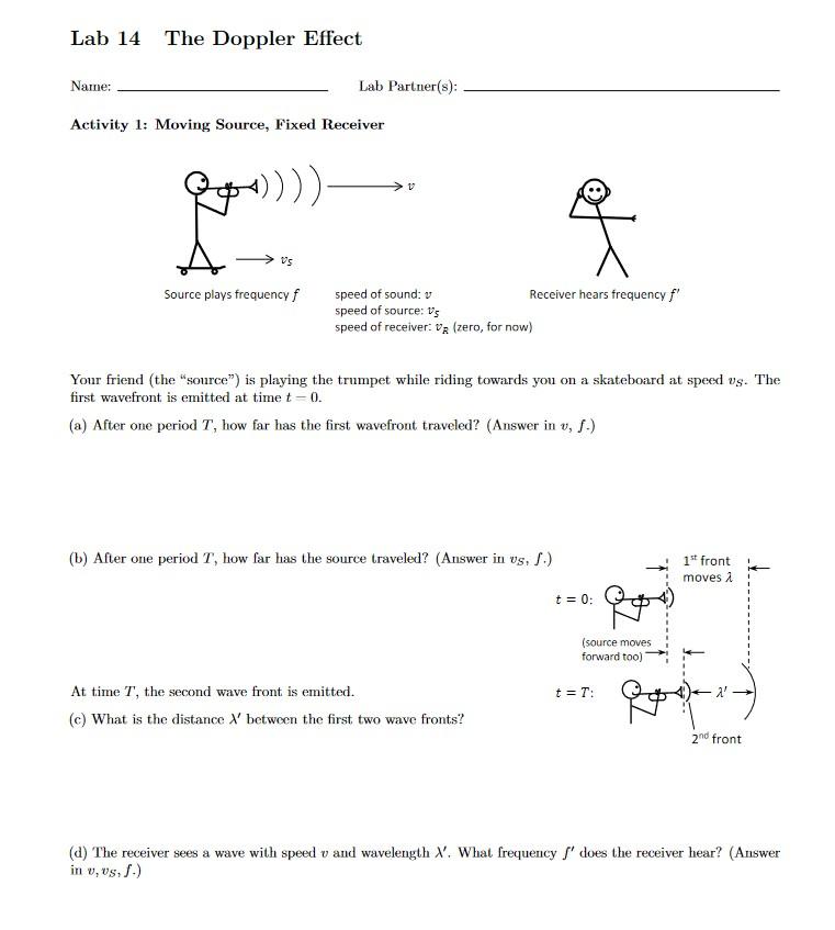 Solved Lab 14 The Doppler Effect Name: Lab Partner(s): | Chegg.com