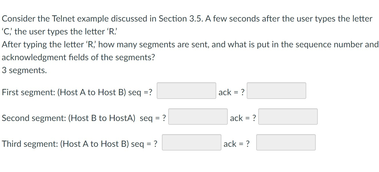 Solved Host A Host B User types CH Seq=42, ACK=79, data='C' | Chegg.com
