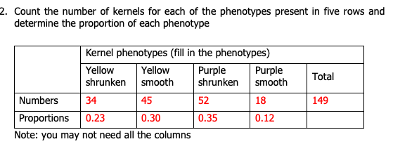 Solved 2. Count the number of kernels for each of the | Chegg.com
