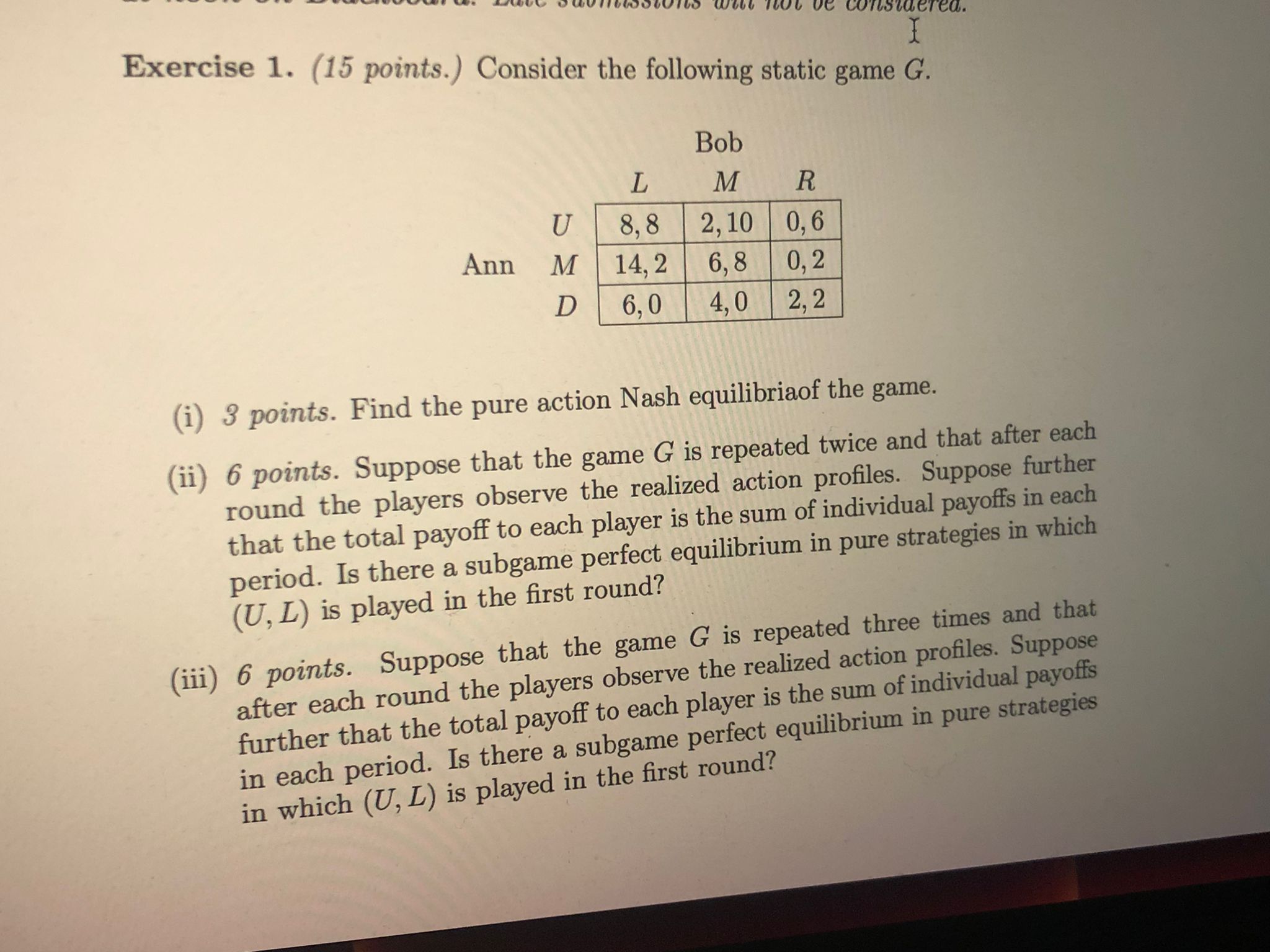 Solved Exercise 1. (15 points.) Consider the following | Chegg.com