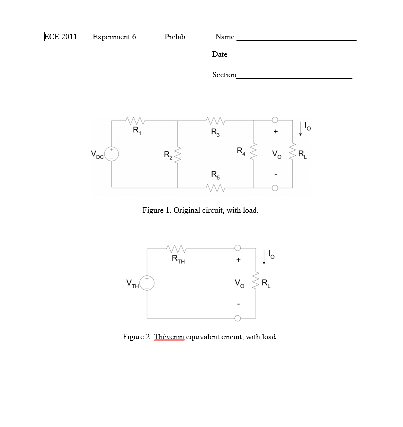 Solved ECE 2011 Experiment 6 Prelab Name Date Section Voc & | Chegg.com