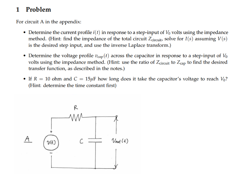 Solved 1 Problem For circuit A in the appendix: - Determine | Chegg.com