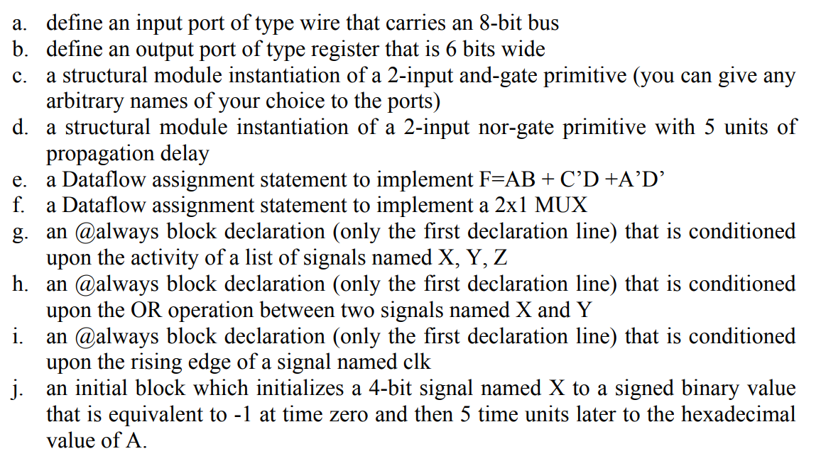 Solved a. define an input port of type wire that carries an | Chegg.com