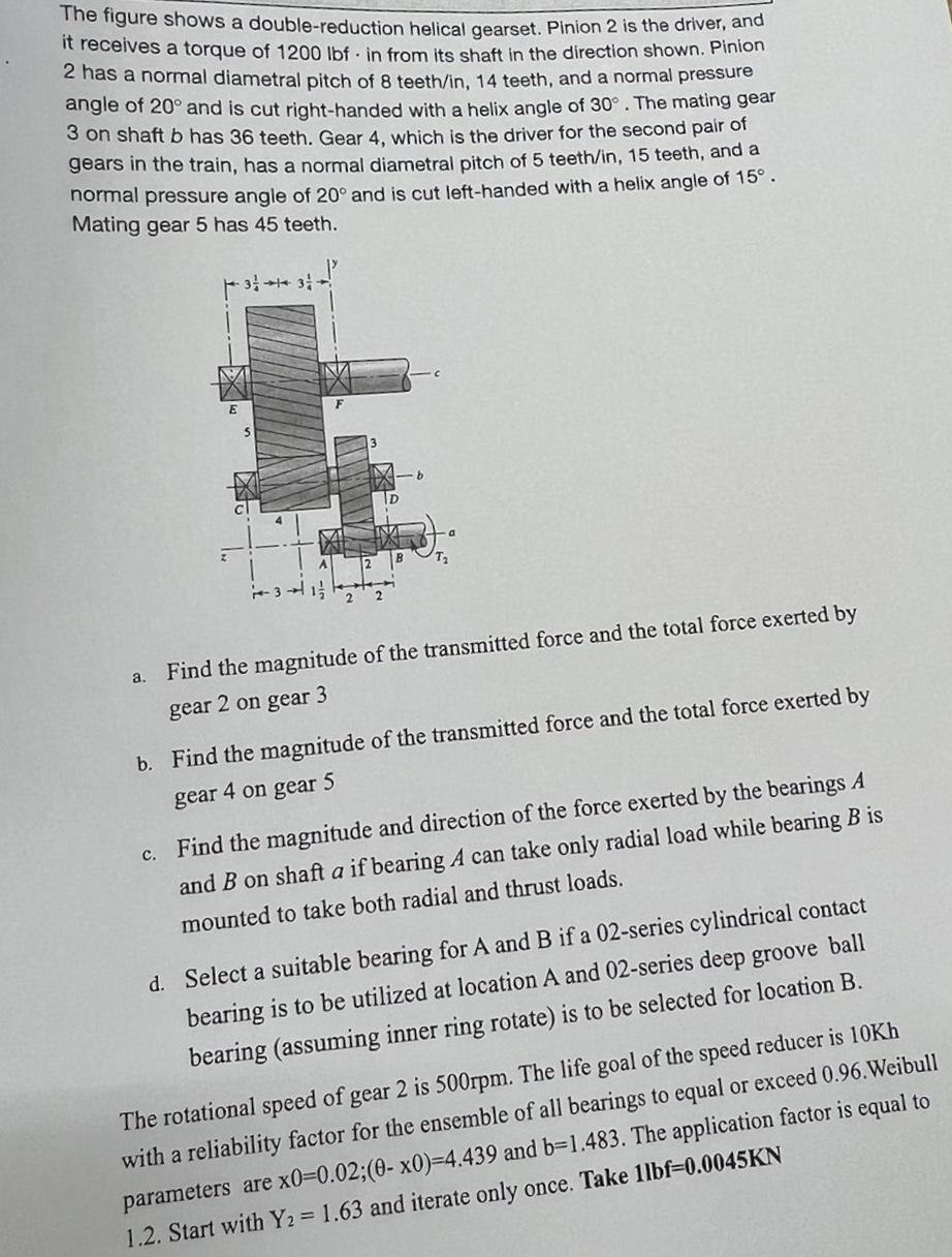 Solved The figure shows a double-reduction helical gearset. | Chegg.com