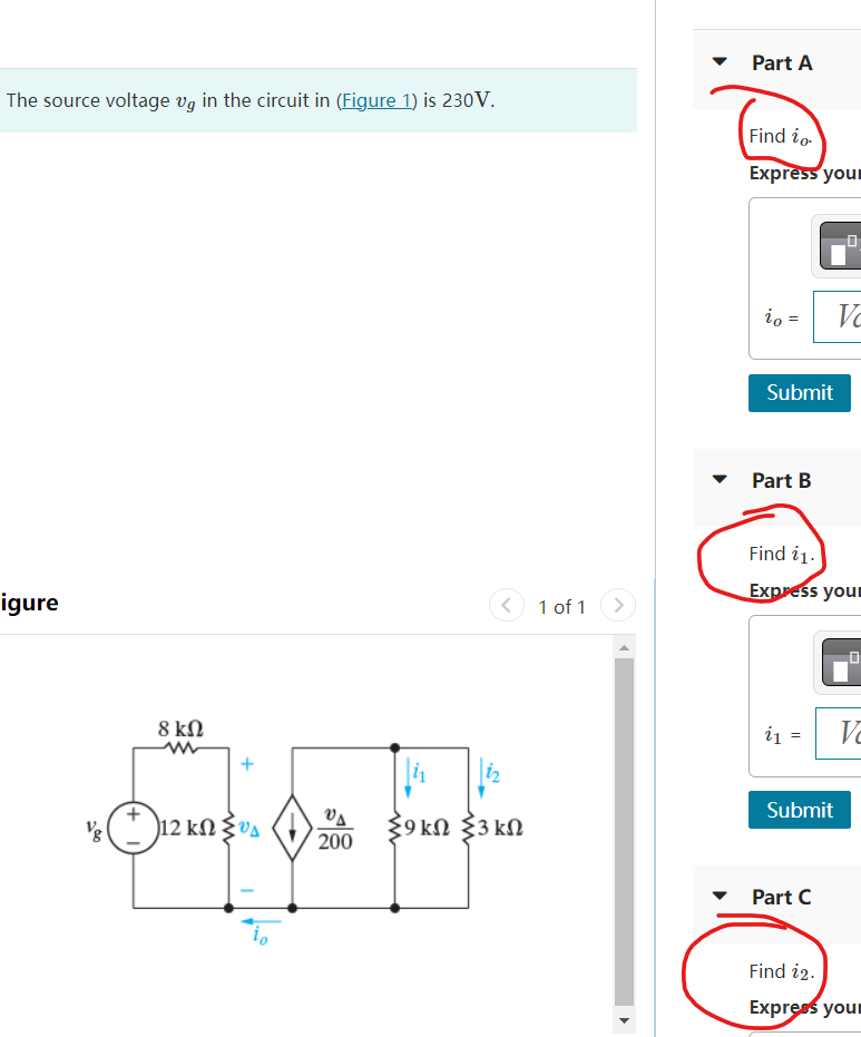 Solved The source voltage vg in the circuit in (Figure 1) is | Chegg.com