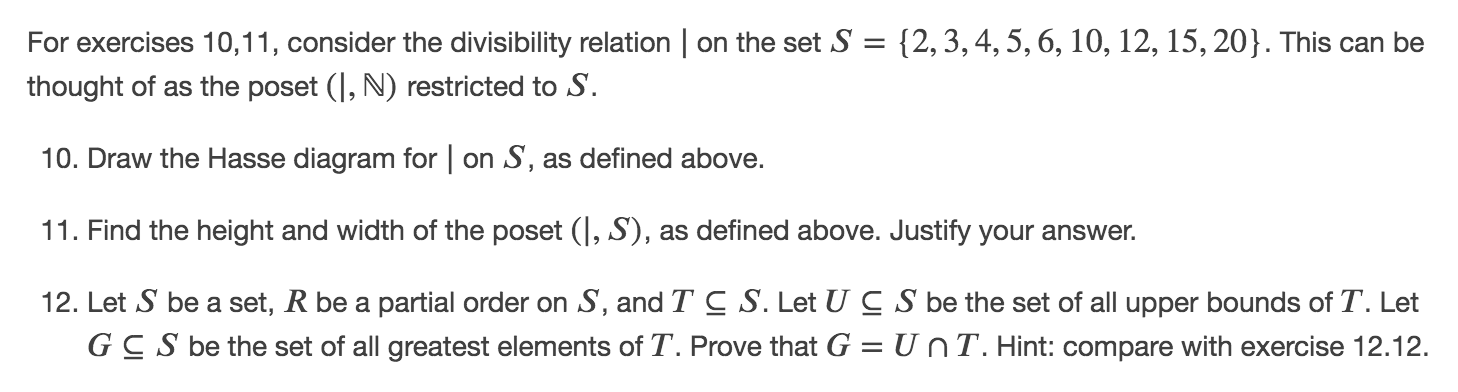 Solved For exercises 10,11, consider the divisibility | Chegg.com
