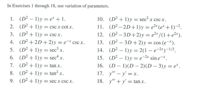 Solved In Exercises 1 through 18 , use variation of | Chegg.com