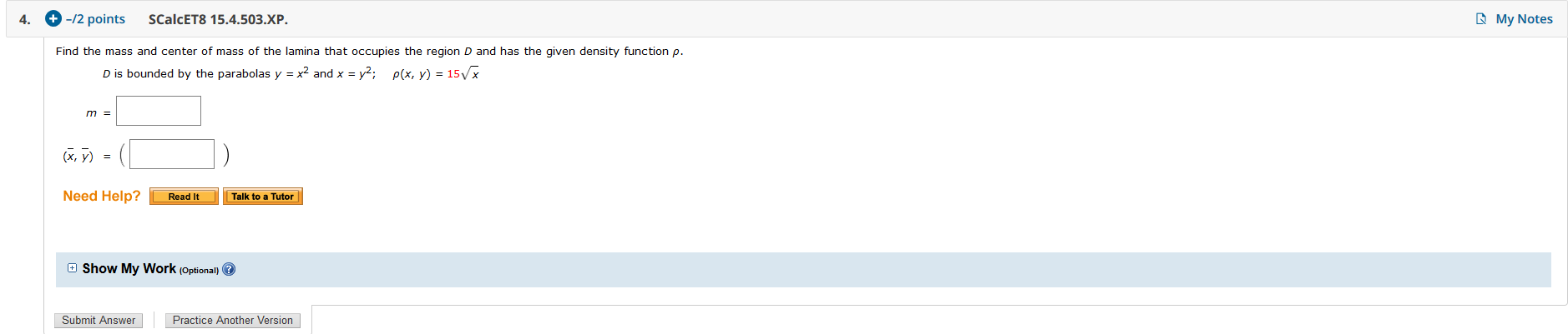 Solved 4. + -/2 points SCalcET8 15.4.503.XP. My Notes Find | Chegg.com Solved 4. + -/2 points SCalcET8 15.4.503.XP. My Notes Find | Chegg.com
