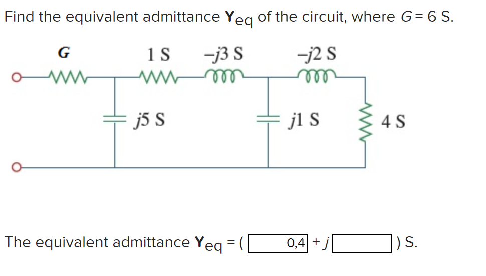 Solved Find the equivalent admittance Yeq of the circuit, | Chegg.com