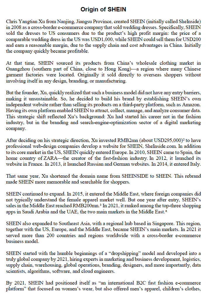 Solved SHEIN VS. ZARA: DIGITAL TRANSFORMATION INDUSTRY IN | Chegg.com