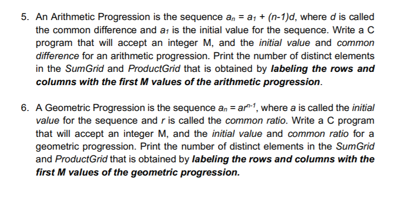 Solved 5. An Arithmetic Progression is the sequence an a1+ | Chegg.com