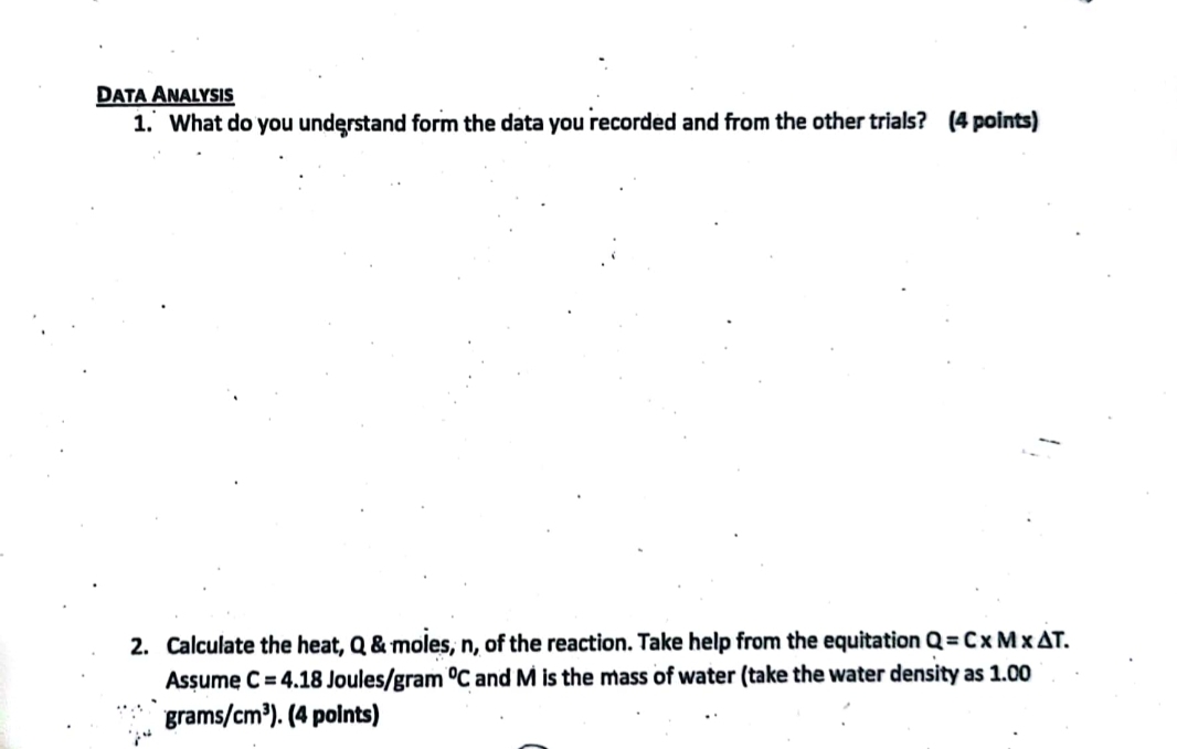 Solved DATA ANALYSIS 1. What do you understand form the data | Chegg.com