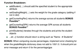 Use Python 3 Create Course Class, uses given function | Chegg.com