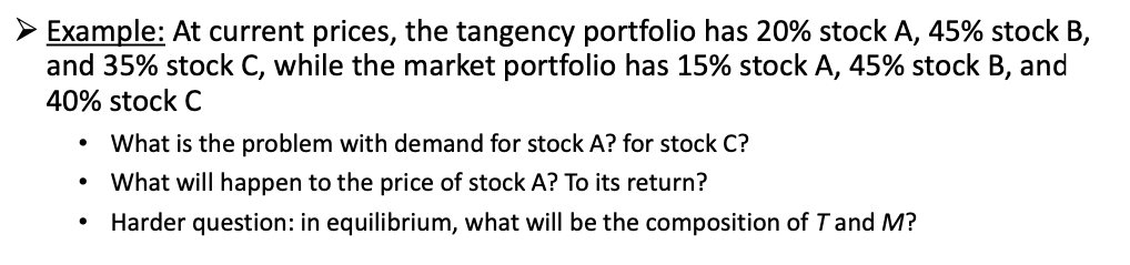 Solved Example: At current prices, the tangency portfolio | Chegg.com